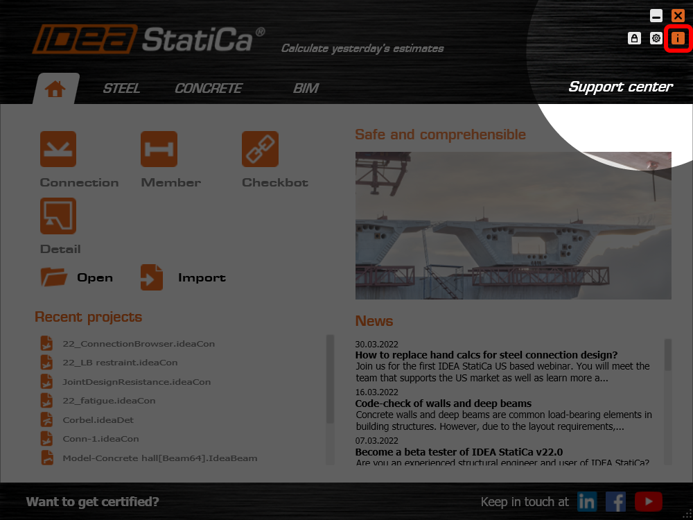 New version indicator | IDEA StatiCa